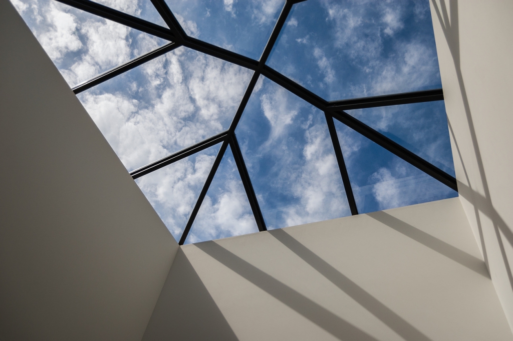 View of sky through a contemporary skylight - Golden Glass
